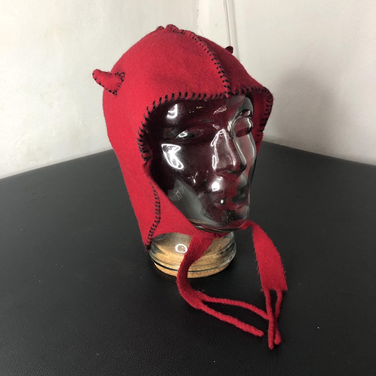 Up-cycled red devil bonnet Handmade by me,... - Depop