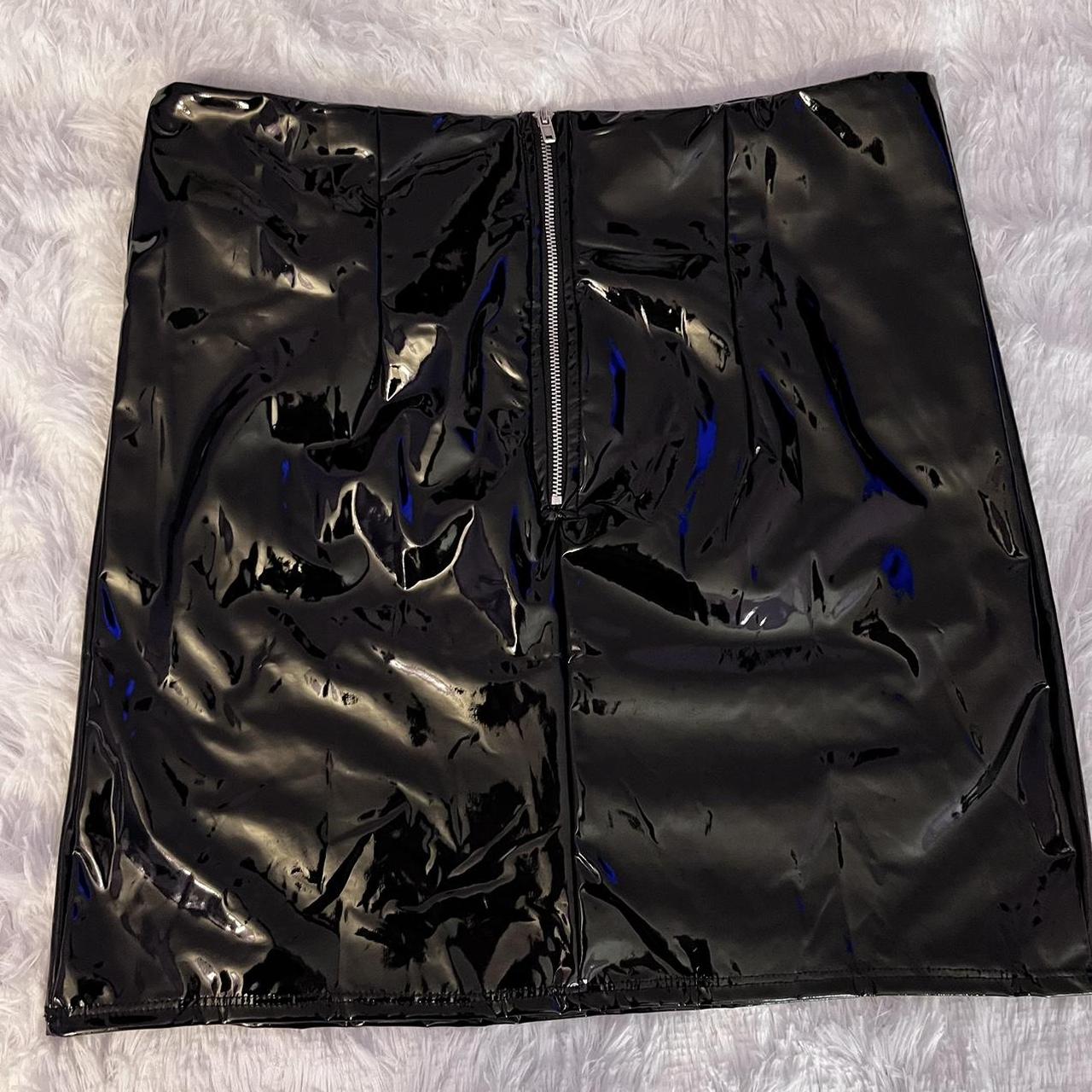 Dolls Kill K Too vinyl high-waist miniskirt size... - Depop