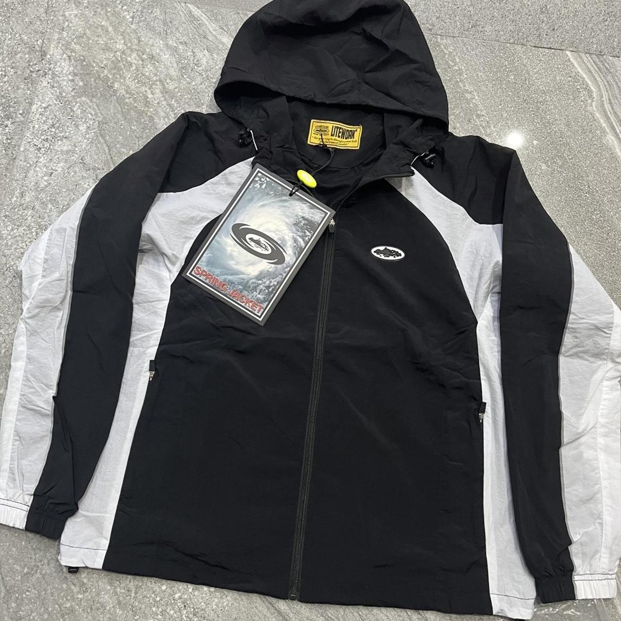 Corteiz black & white spring windbreaker jacket... - Depop