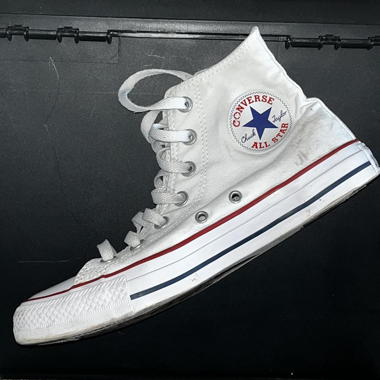 white high top converse women’s size 8/men’s 6!!!... - Depop