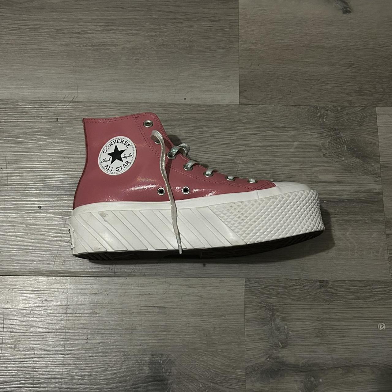 Pink high top platform Converse -laces are sparkly... - Depop