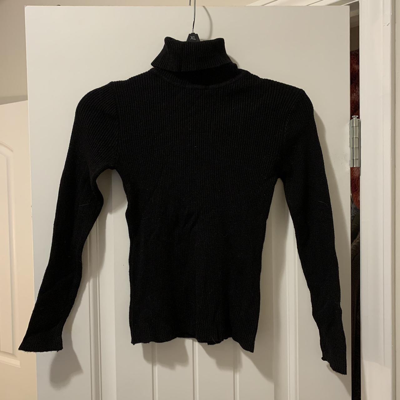 Black ribbed turtleneck - size S/M - Depop