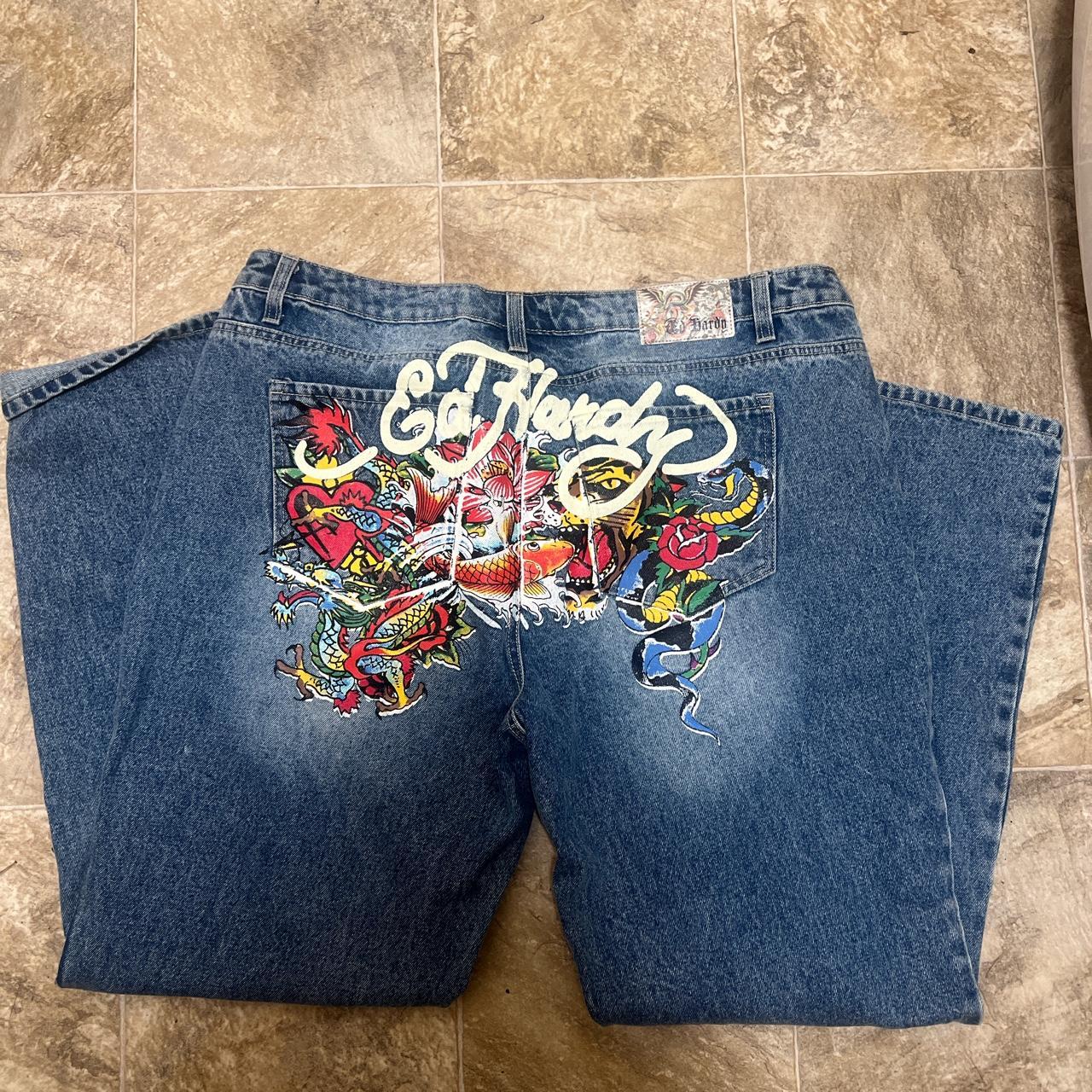 Ed Hardy wide leg jeans - Depop