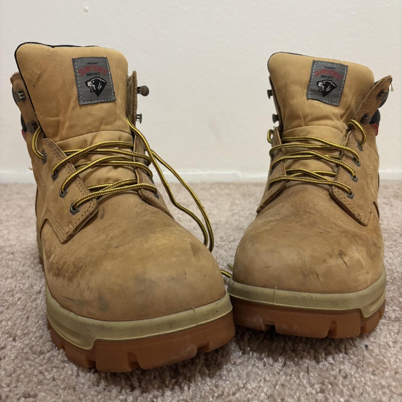 Brown and tan work boots #workboots | Depop