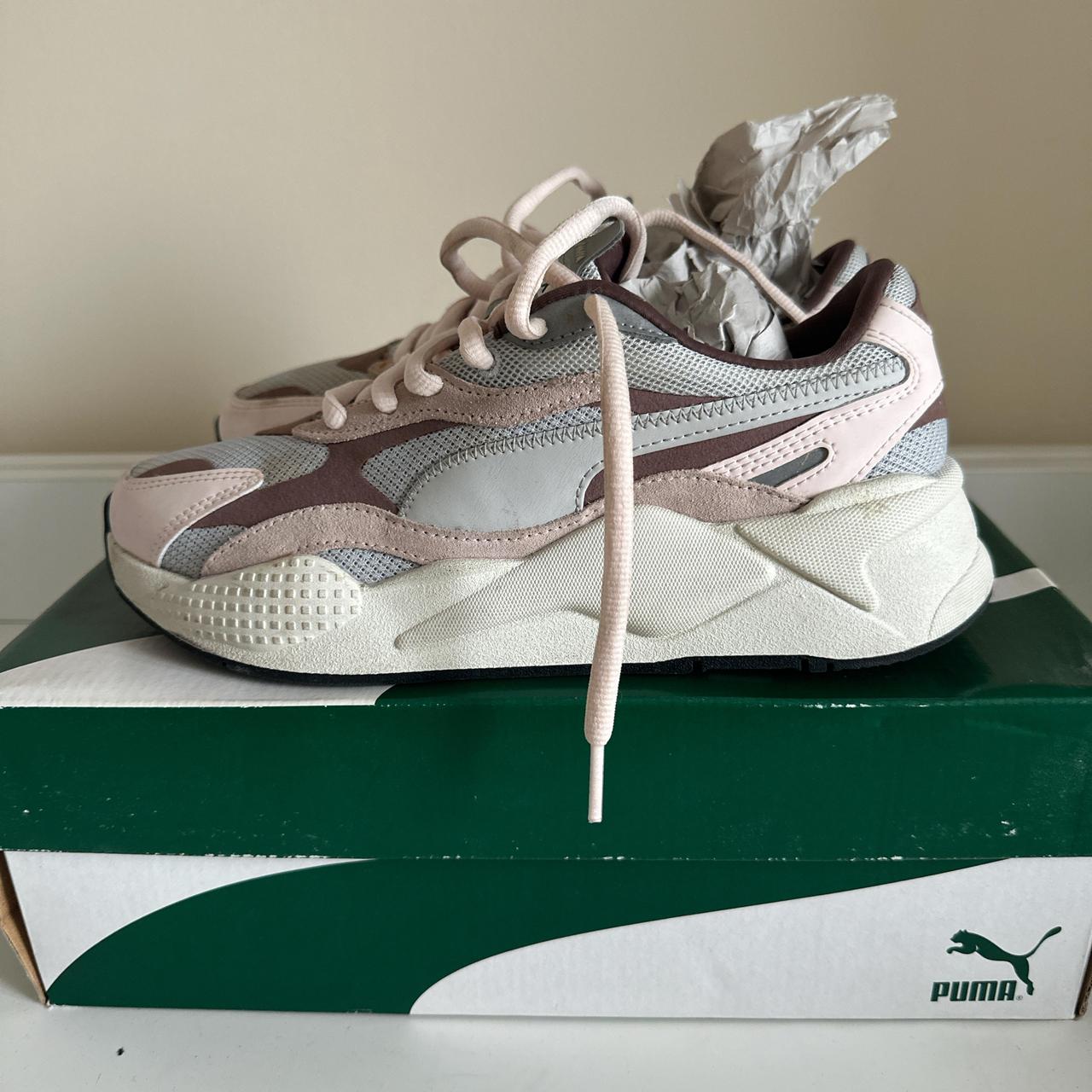 Puma RS-X trainers in pink and white Size... - Depop