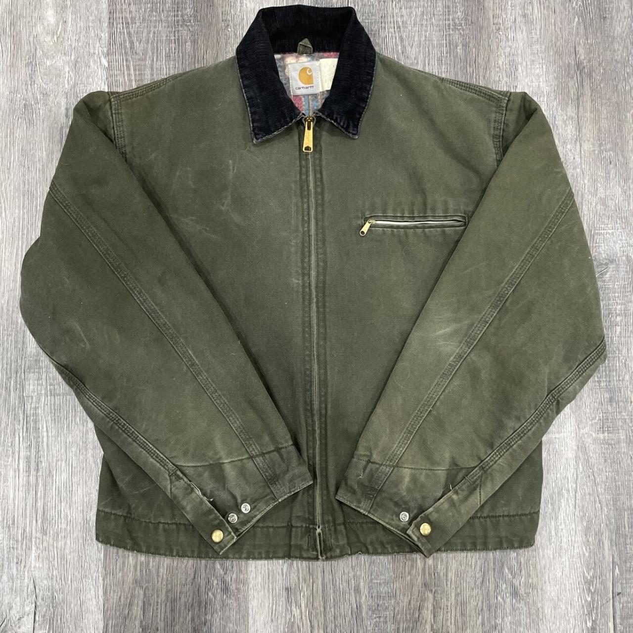 Vintage carhartt detroit jacket Green J97 Aztec... - Depop