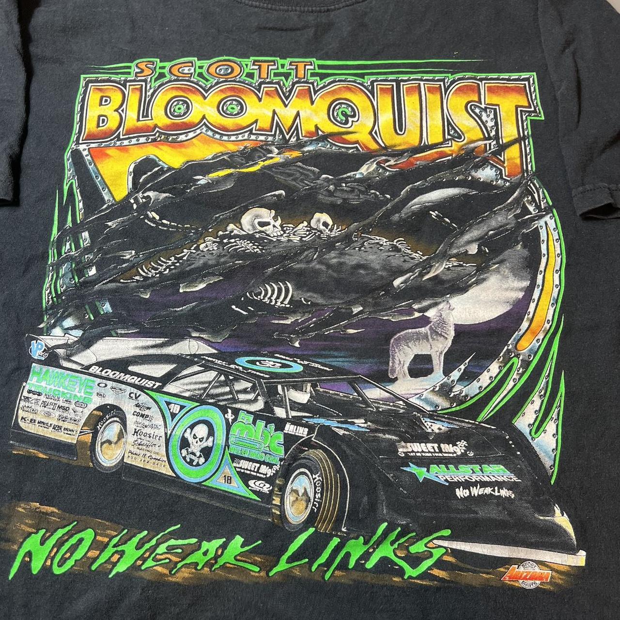 Vintage 90s Scott Bloom Quist Nascar Racing Neon T... - Depop