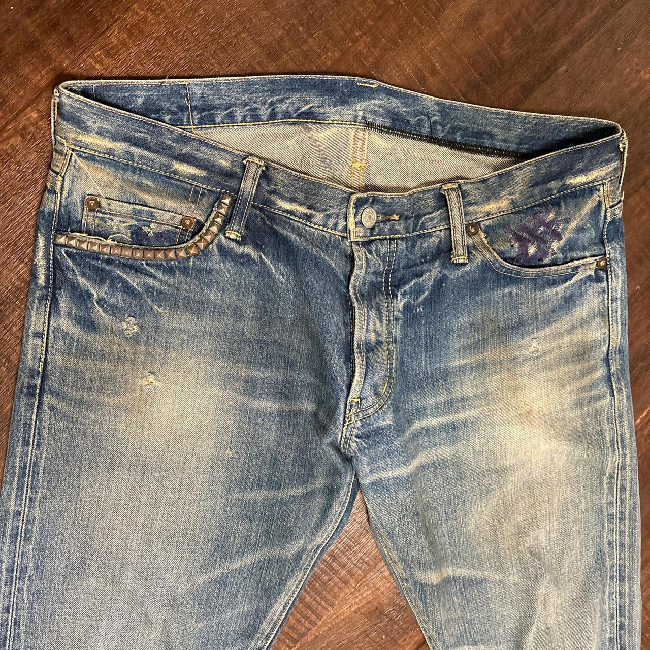 Hysteric Glamour flared, studded, denim jeans... - Depop