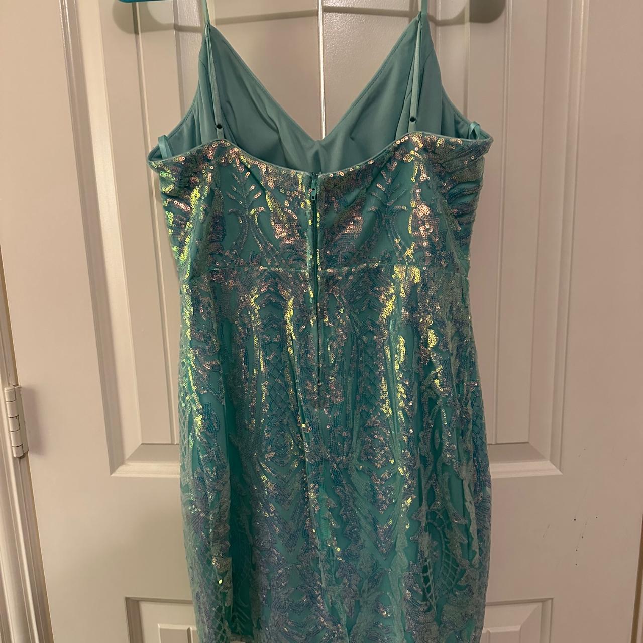 Turquoise Sparkle Party Dress - Depop