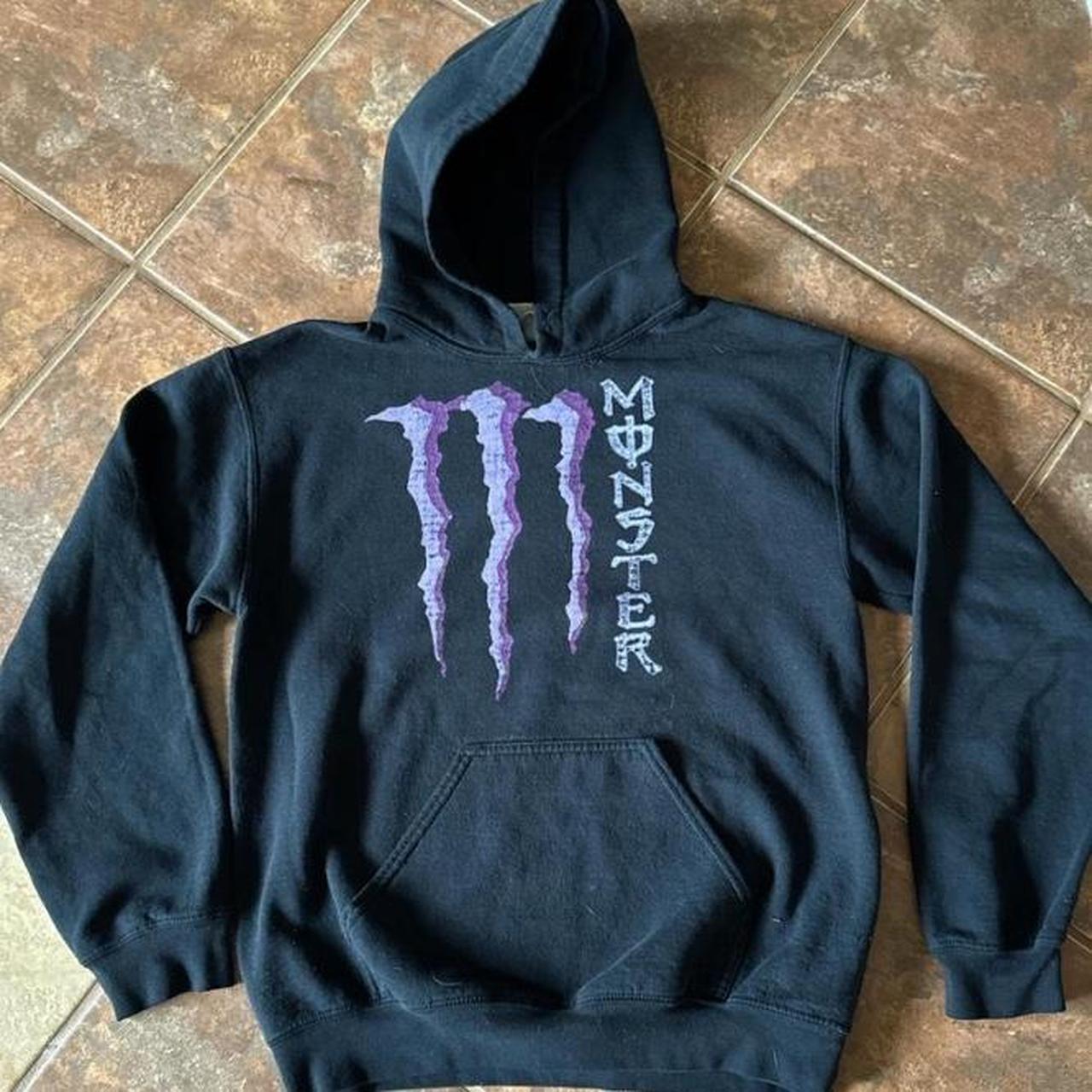 Purple monster energy logo hoodie. Size small. Only... - Depop