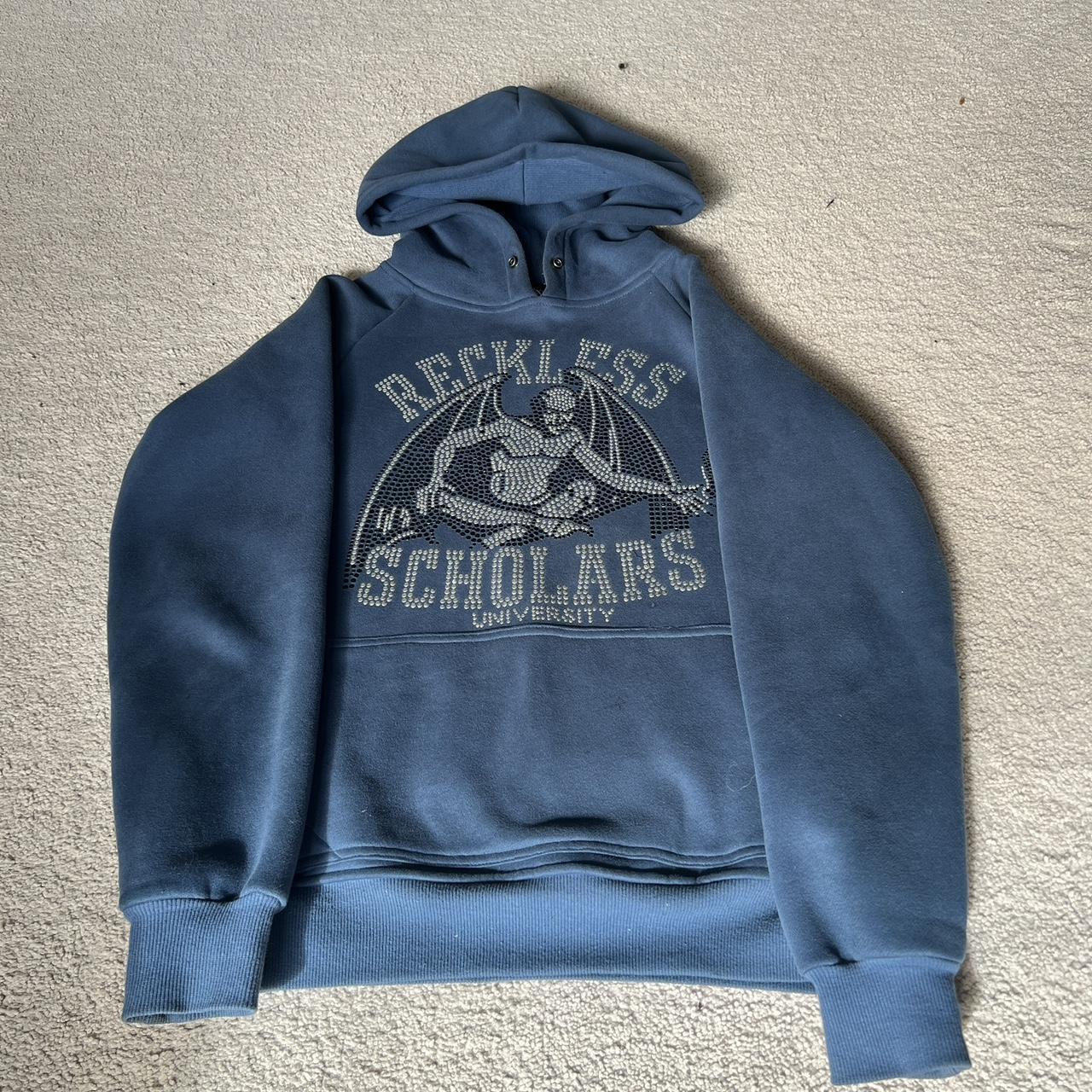 reckless scholars rhinestone hoodie barely... - Depop