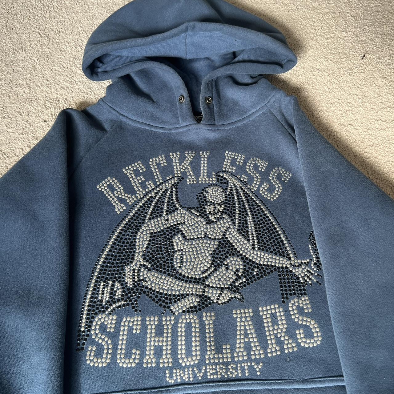 reckless scholars rhinestone hoodie barely... - Depop