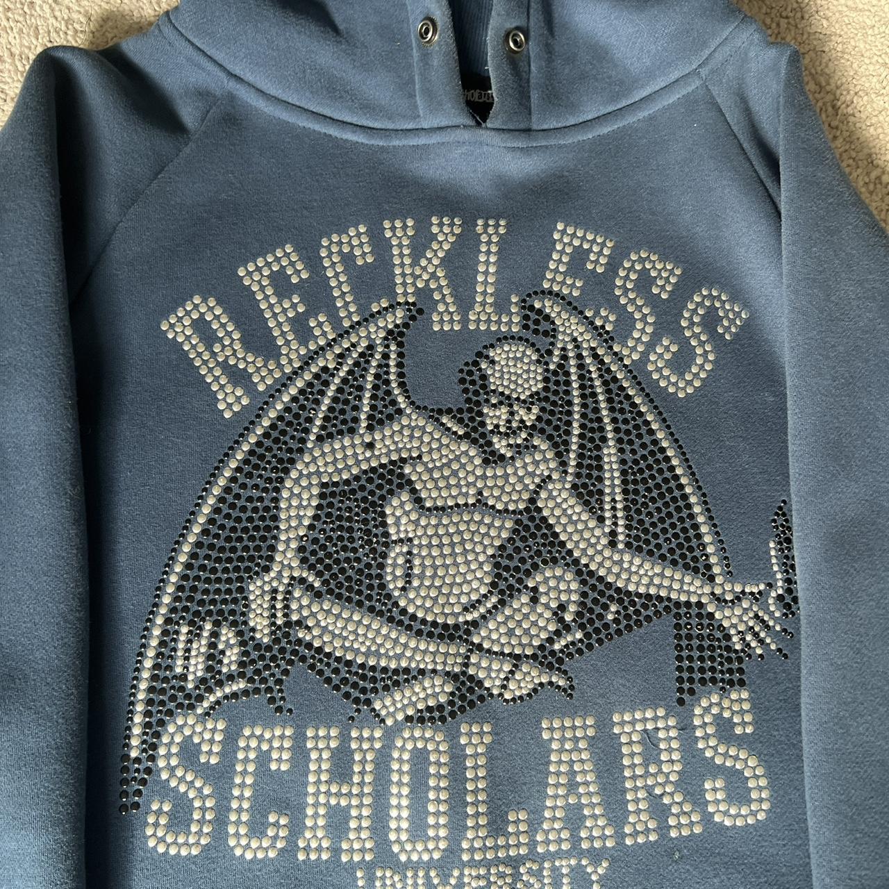 reckless scholars rhinestone hoodie barely... - Depop