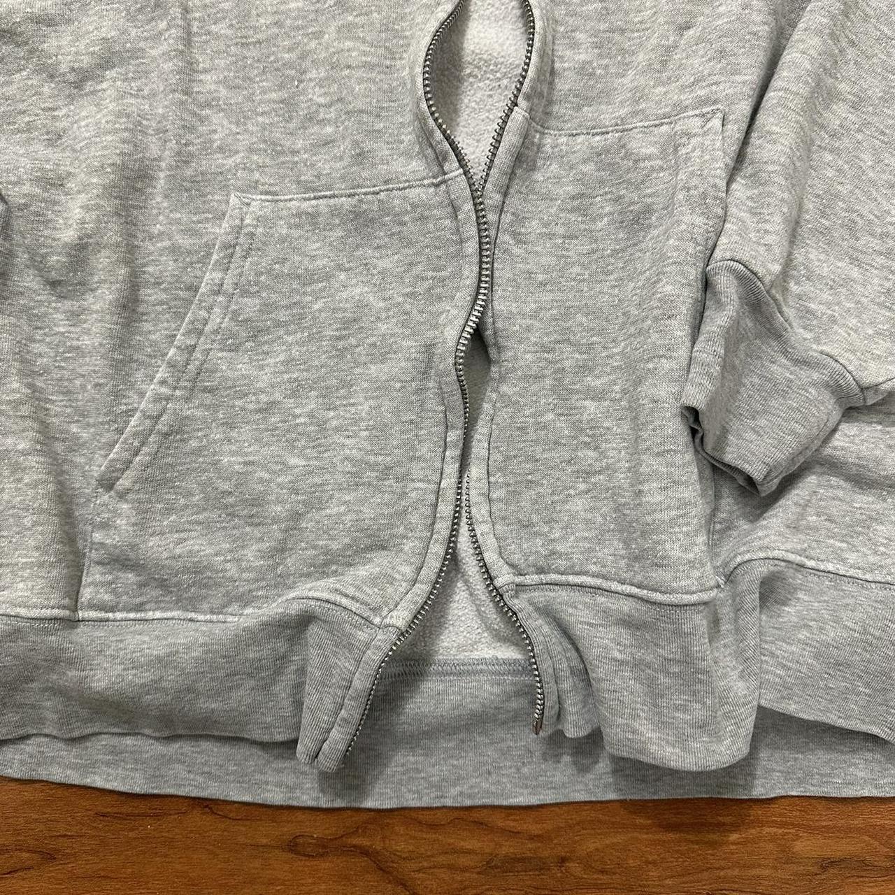 oversized plain grey zip up jacket size: fits... - Depop