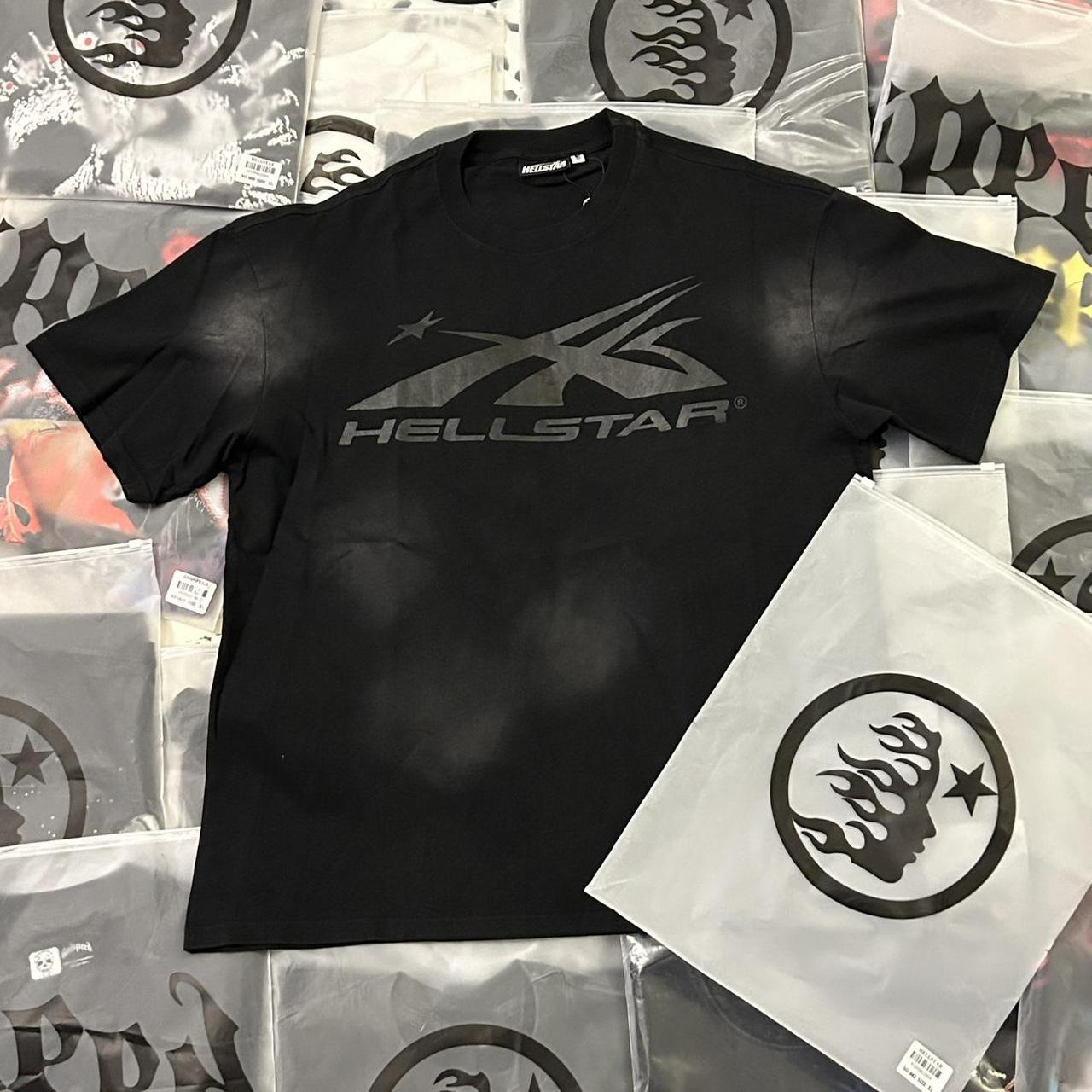 Hellstar basic black logo tee with flame design | Depop