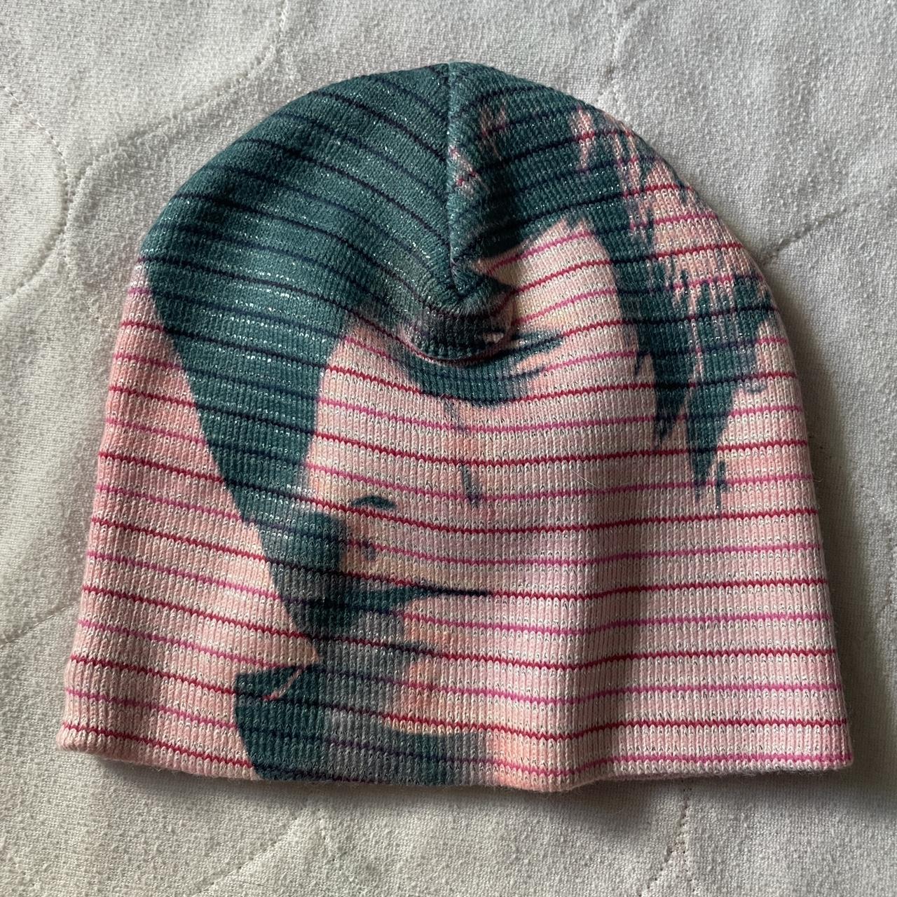 printed dan Howell IM EMO striped pink beanie by... - Depop