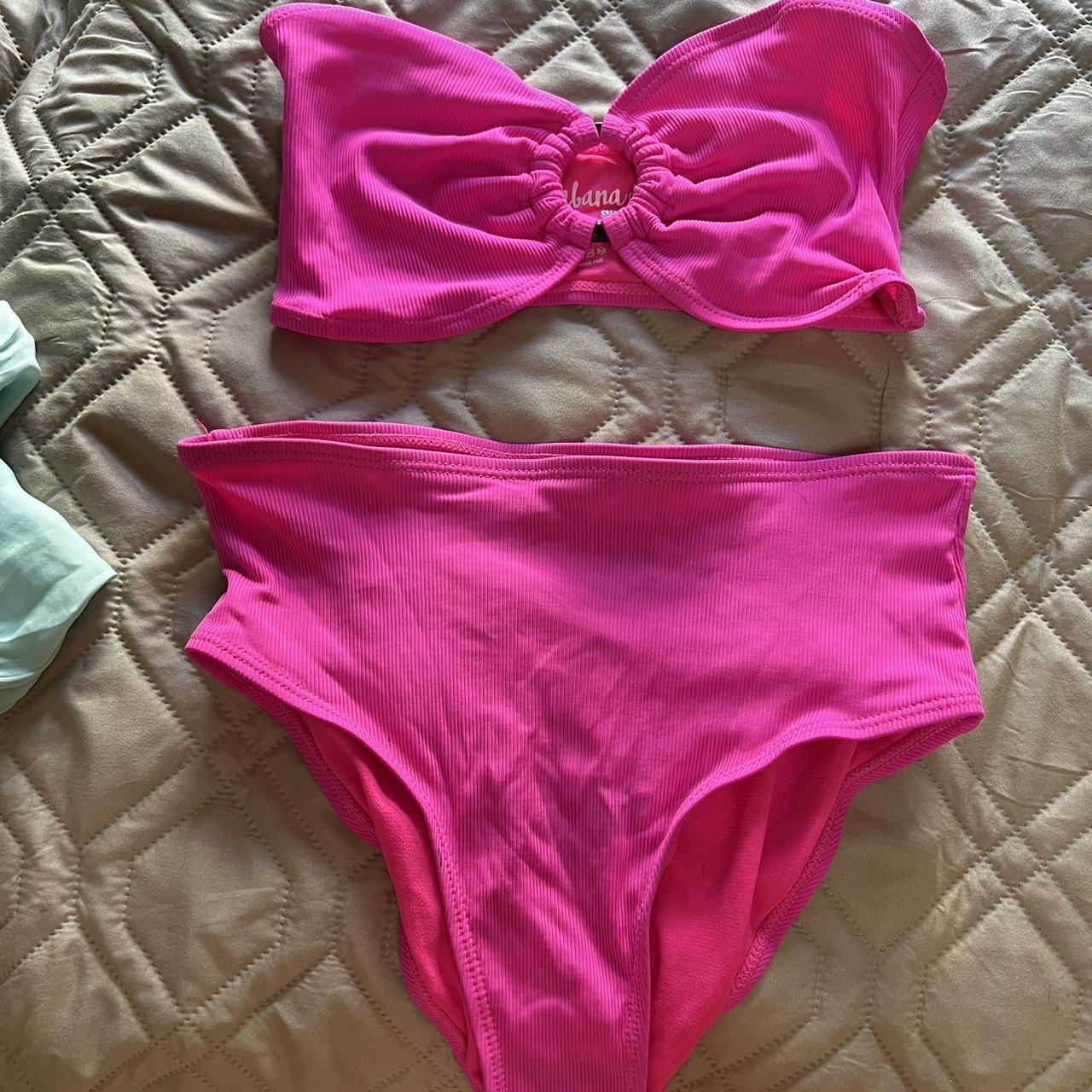 Hot Pink high waisted bikini Size small Tortoise... - Depop