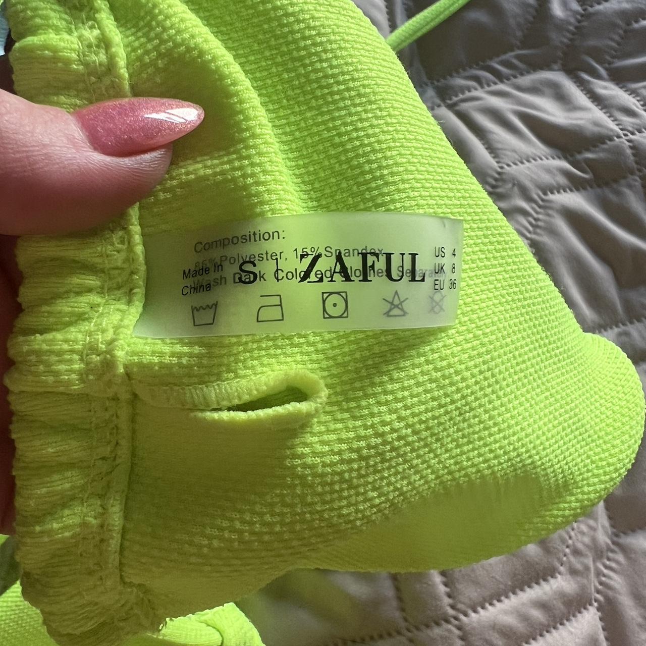 Zaful neon green bikini Thick texture High cut... - Depop