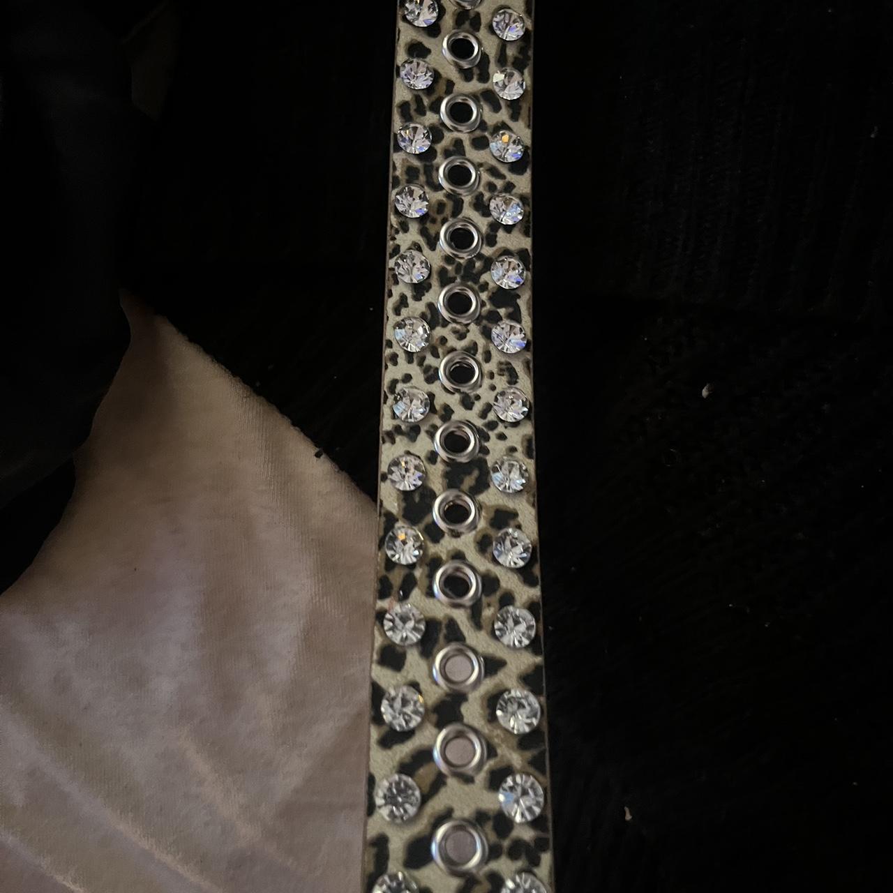 Y2K studded leopard print belt - Depop
