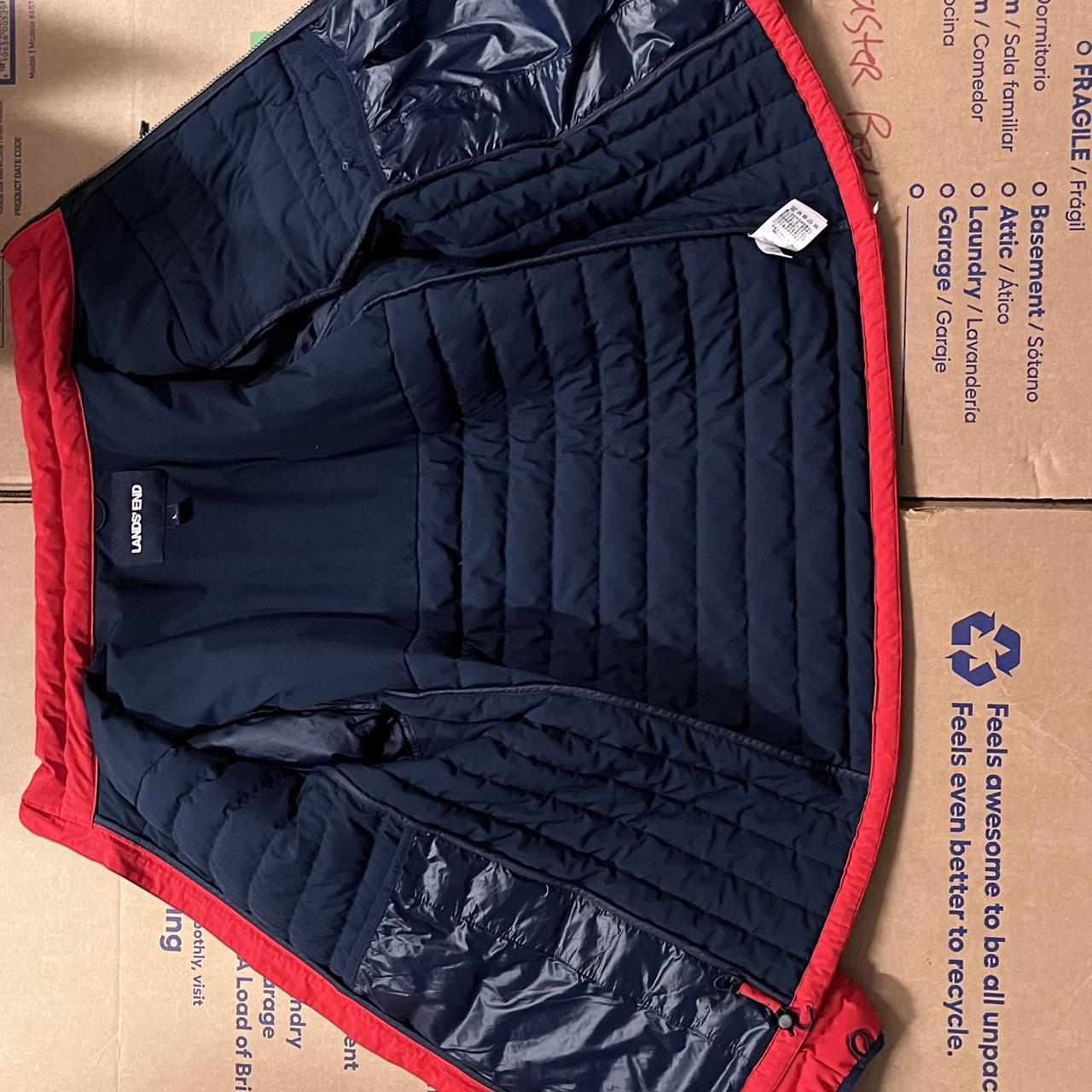 Lands End Red-Orange jacket, worn once, size large,... - Depop