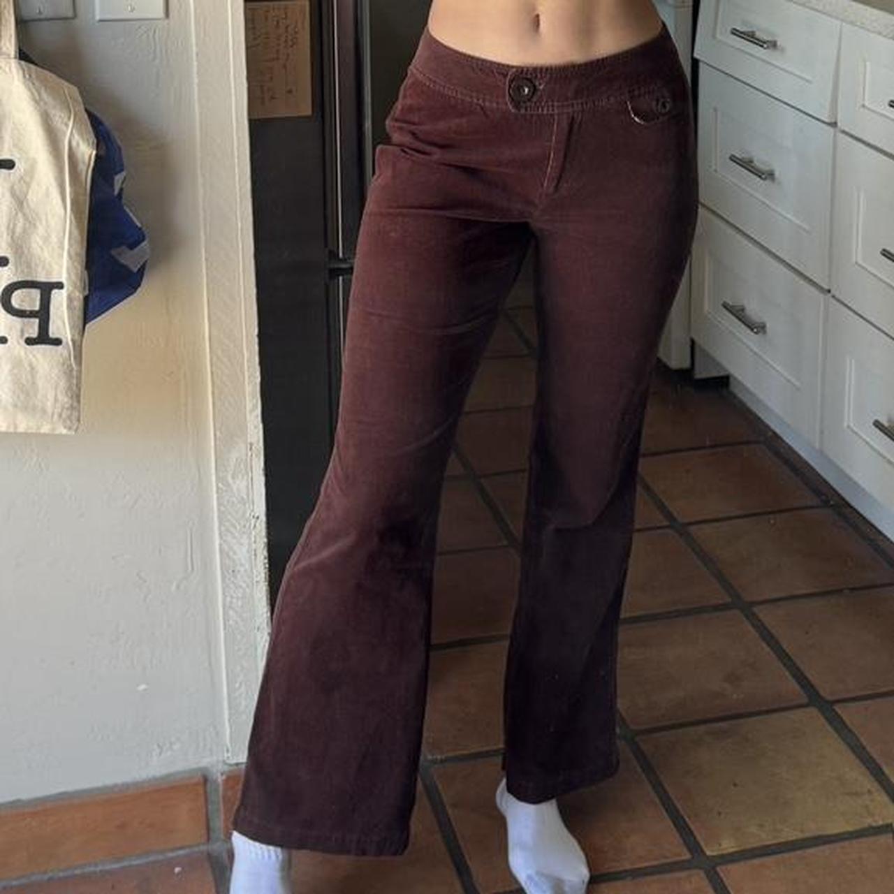 Low Rise Brown Corduroy Flare Pants - Brand:... - Depop