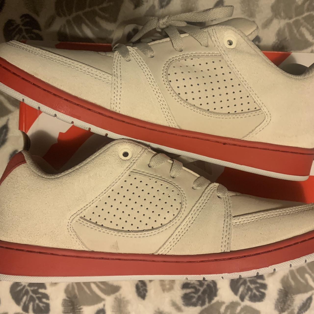 Tan and Red eS Accel Slim Skate shoes, Size 10... - Depop