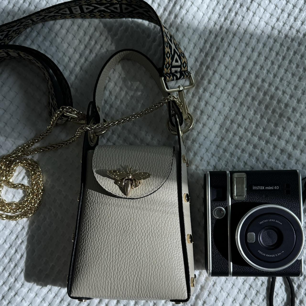 Vera Pelle Italy leather crossbody bag, ivory/... | Depop