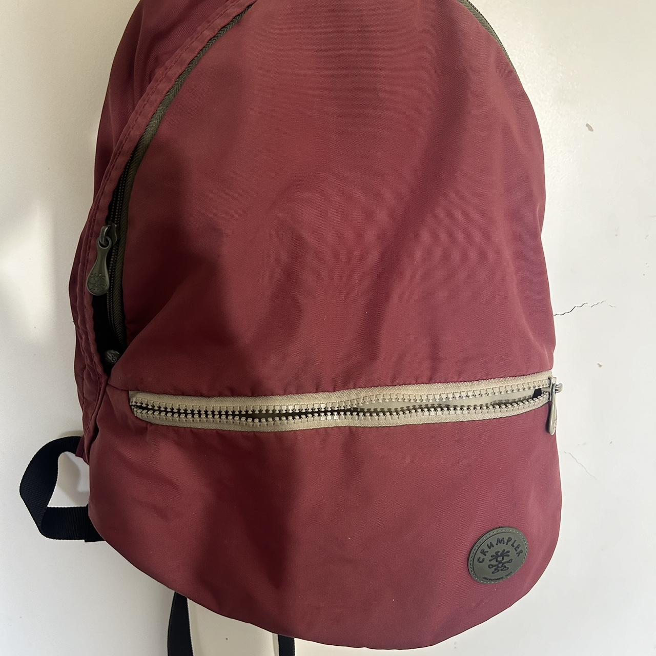 Crumpler burgundy vintage backpack with a zippered... | Depop