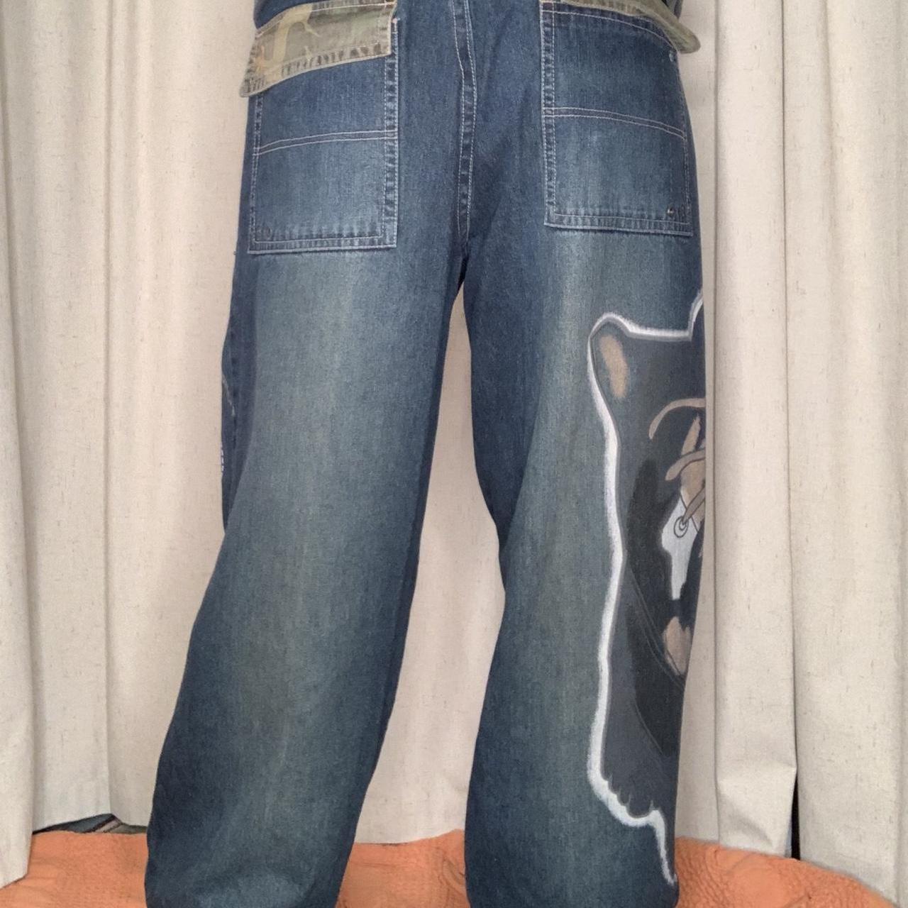 Raw Blue Timbs Print Size 42 (modeled on a 33") - Depop