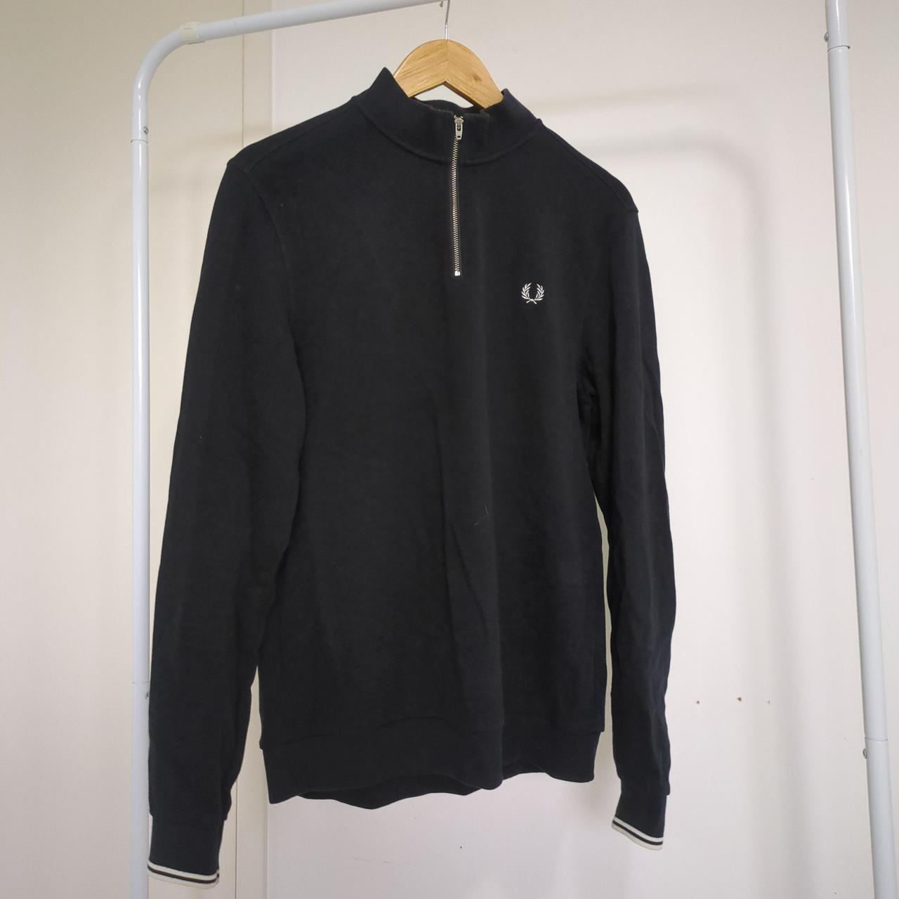 Fred Perry quarter/half zip Size medium, black... | Depop