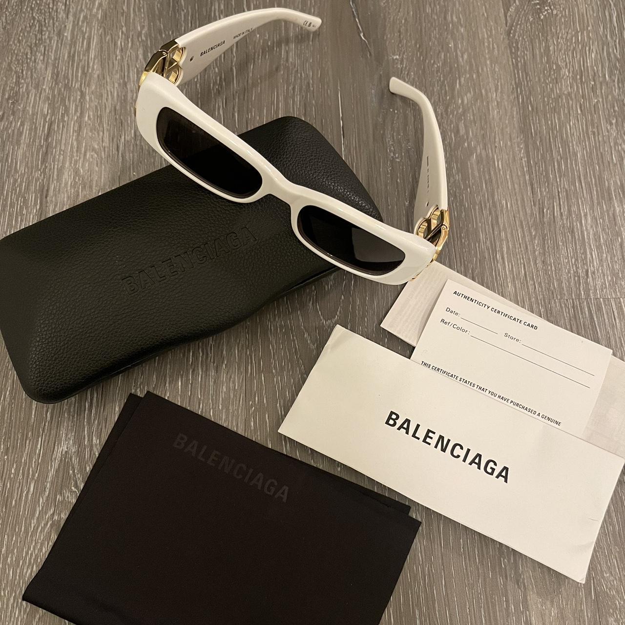 Balenciaga white sunglasses - Depop
