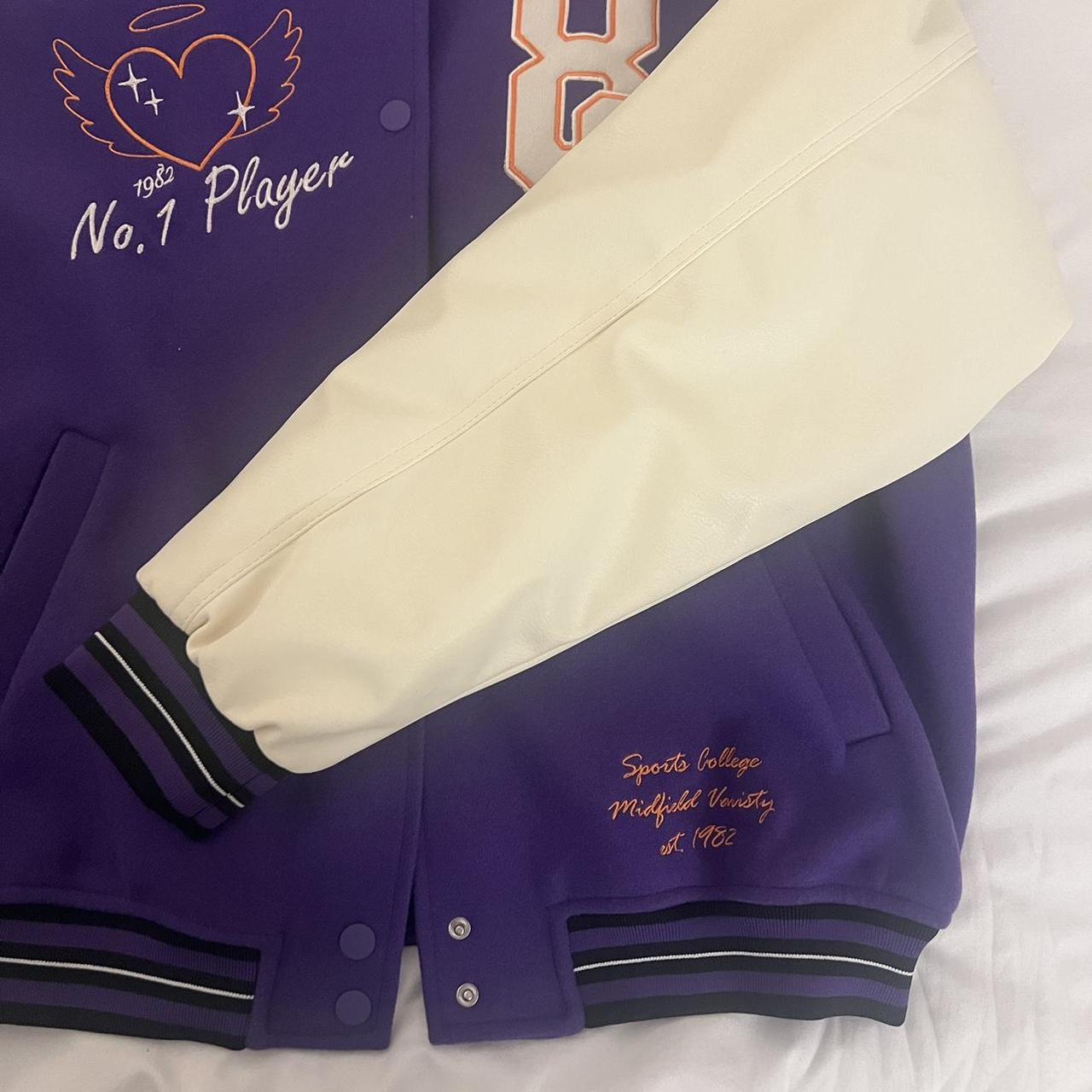 H&M Divided varsity jacket XS leather sleeves - Depop