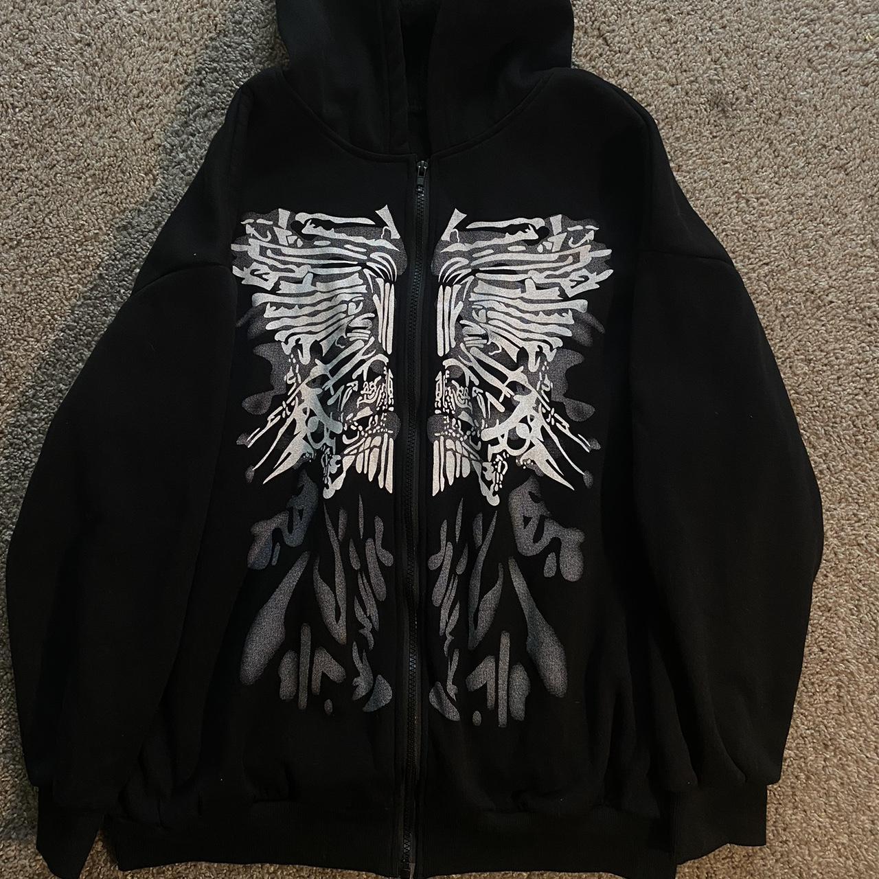 Y2k rib cage zip up Jacket - Depop