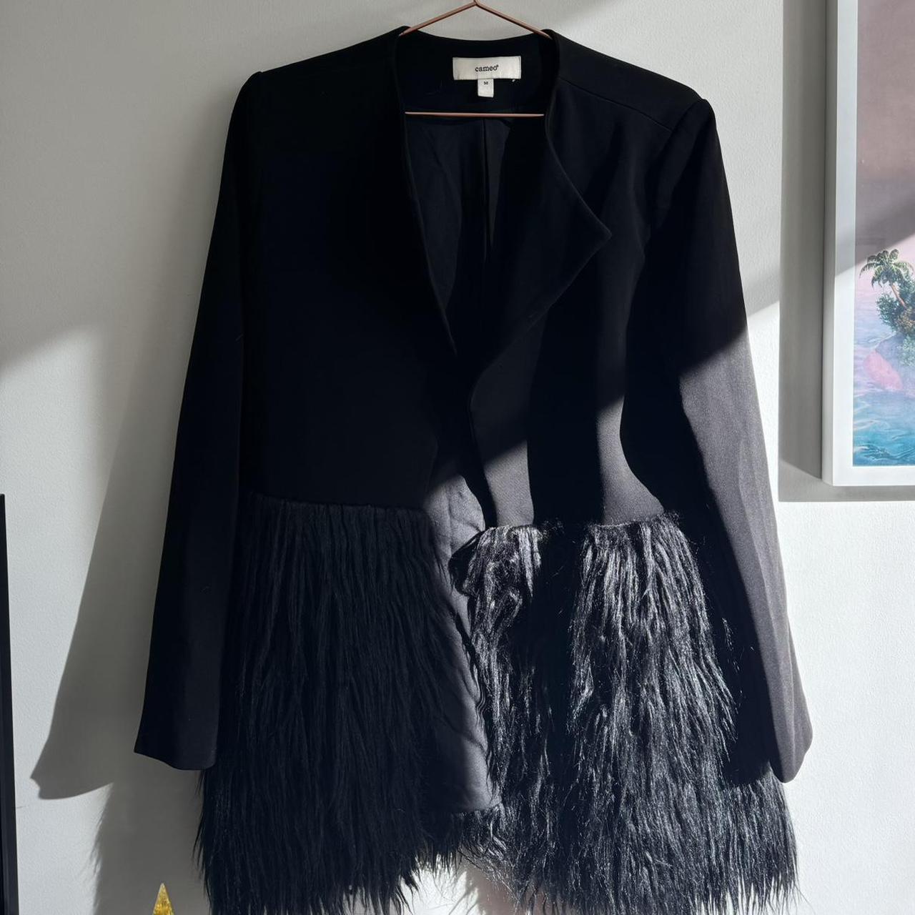Cameo Cmeo collective black blazer coat fur trim... - Depop