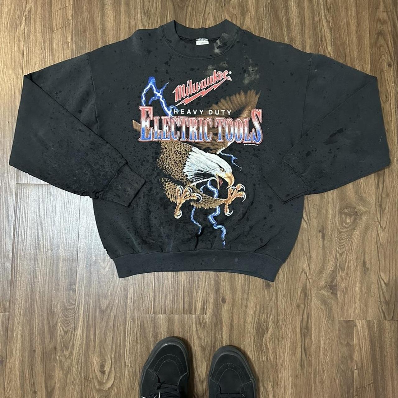 Milwaukee heavy duty electric tools black crewneck... - Depop