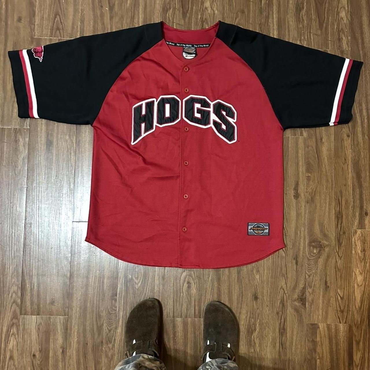 Red and black Hogs baseball jersey #baseball - Depop
