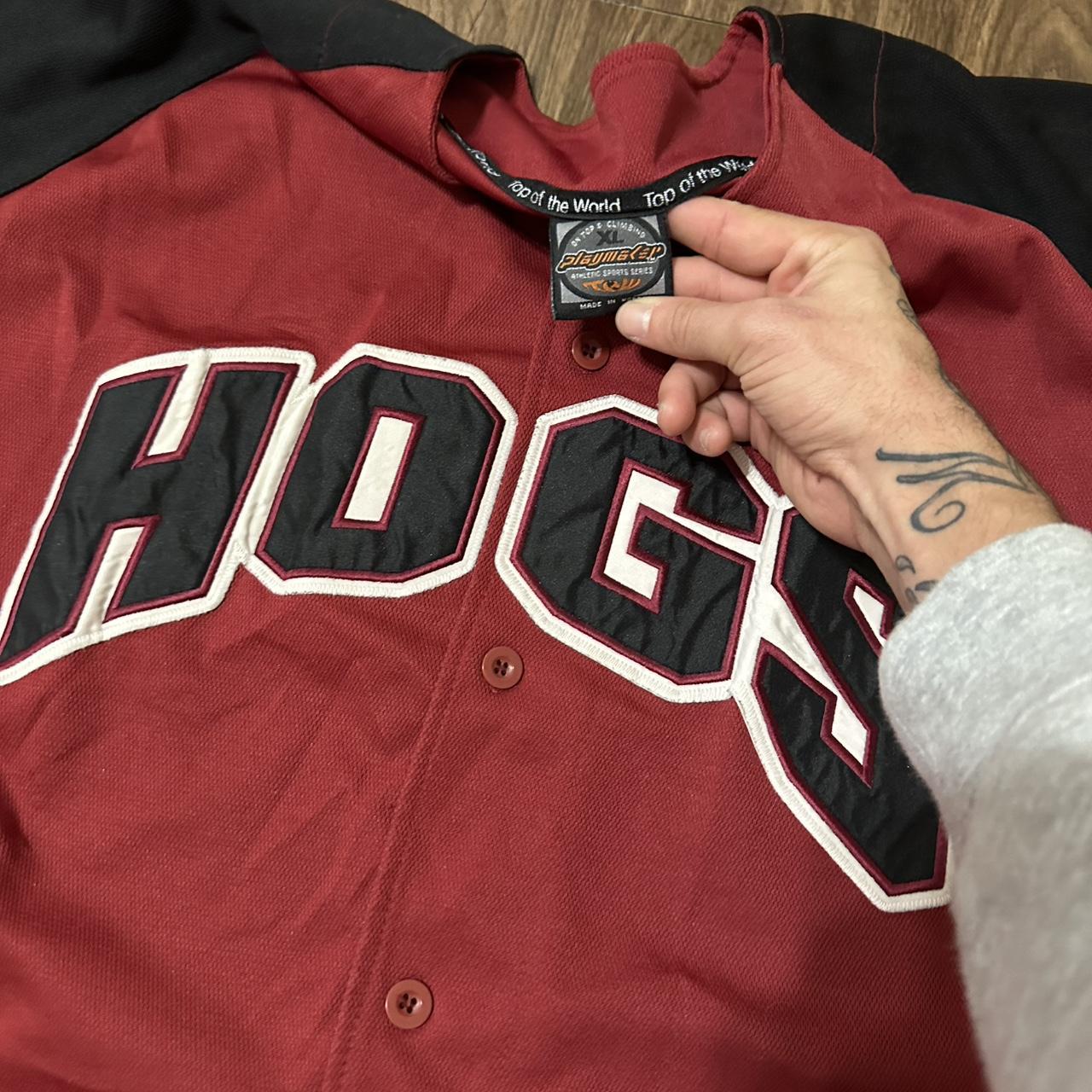 Red and black Hogs baseball jersey #baseball - Depop