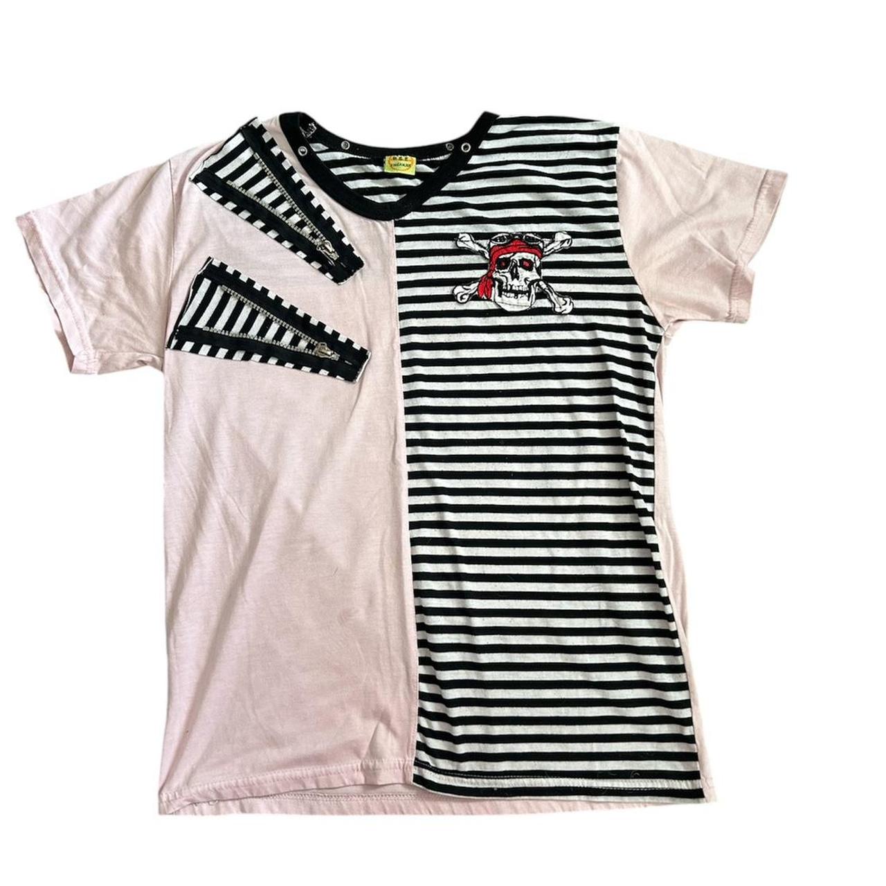 Striped pirate shirt with skull and crossbones Size... | Depop