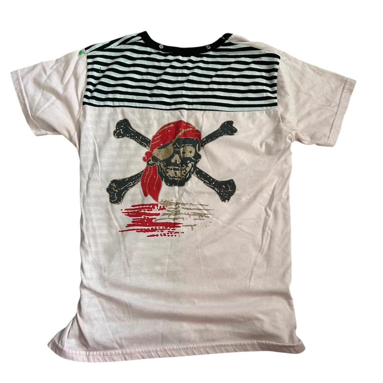 Striped pirate shirt with skull and crossbones Size... | Depop