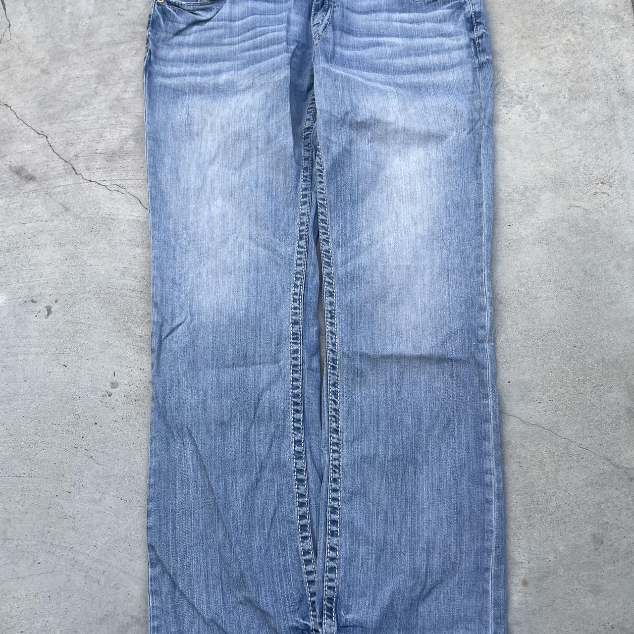 BKE Jeans Derek Straight Leg Whiskering Distressed... | Depop