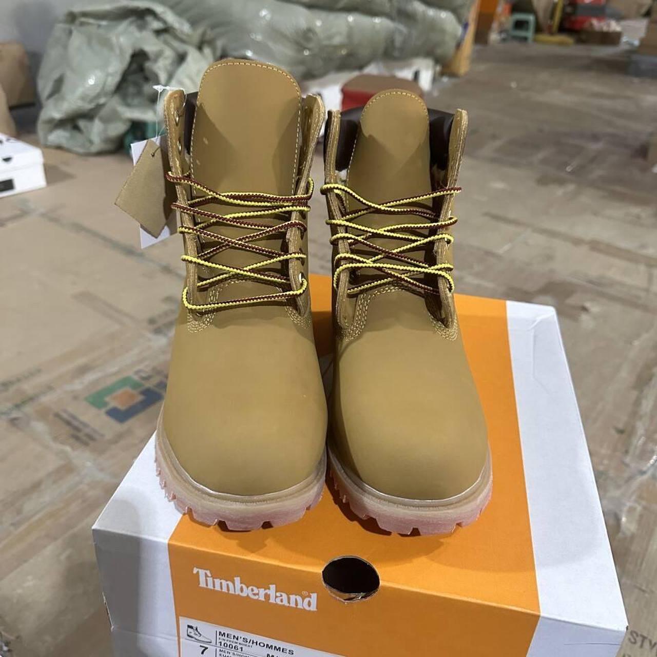 Rugged lace-up boots inspired by the classic timbs... | Depop