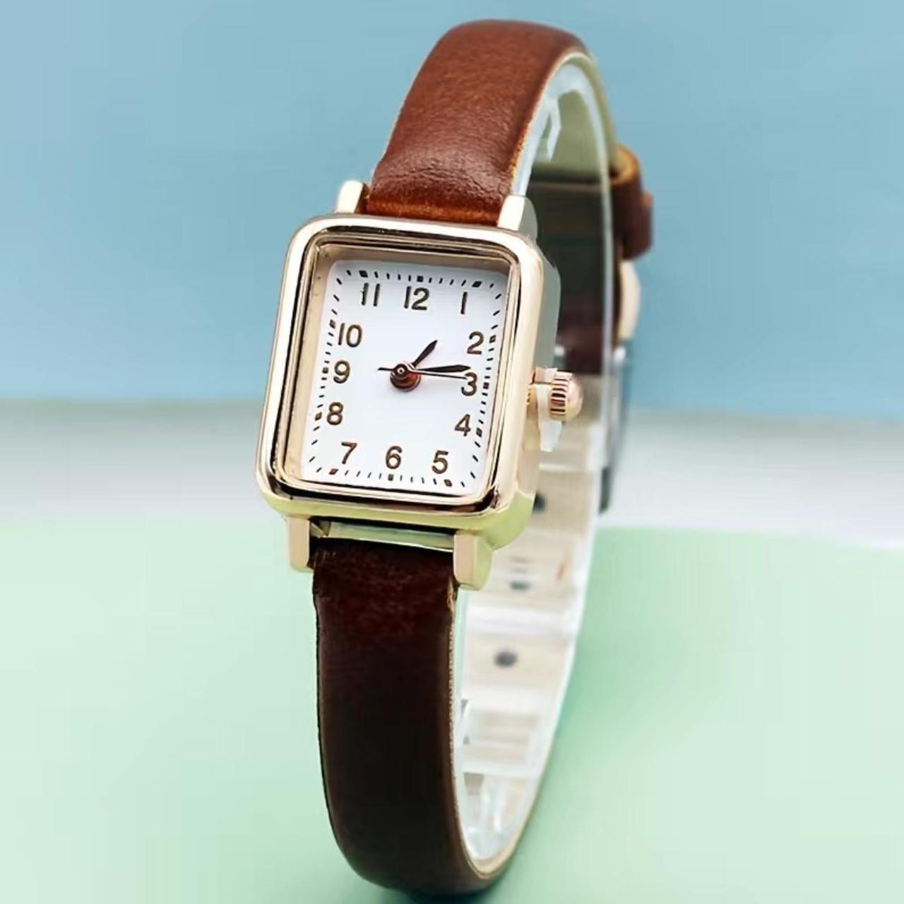 Vintage Retro Mini Watch With Leather Strap Classic... - Depop