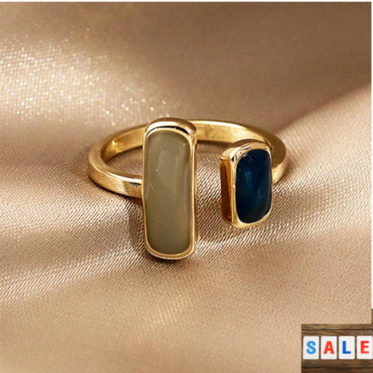 Retro Geometric Gold Colour Metal Rings - Depop