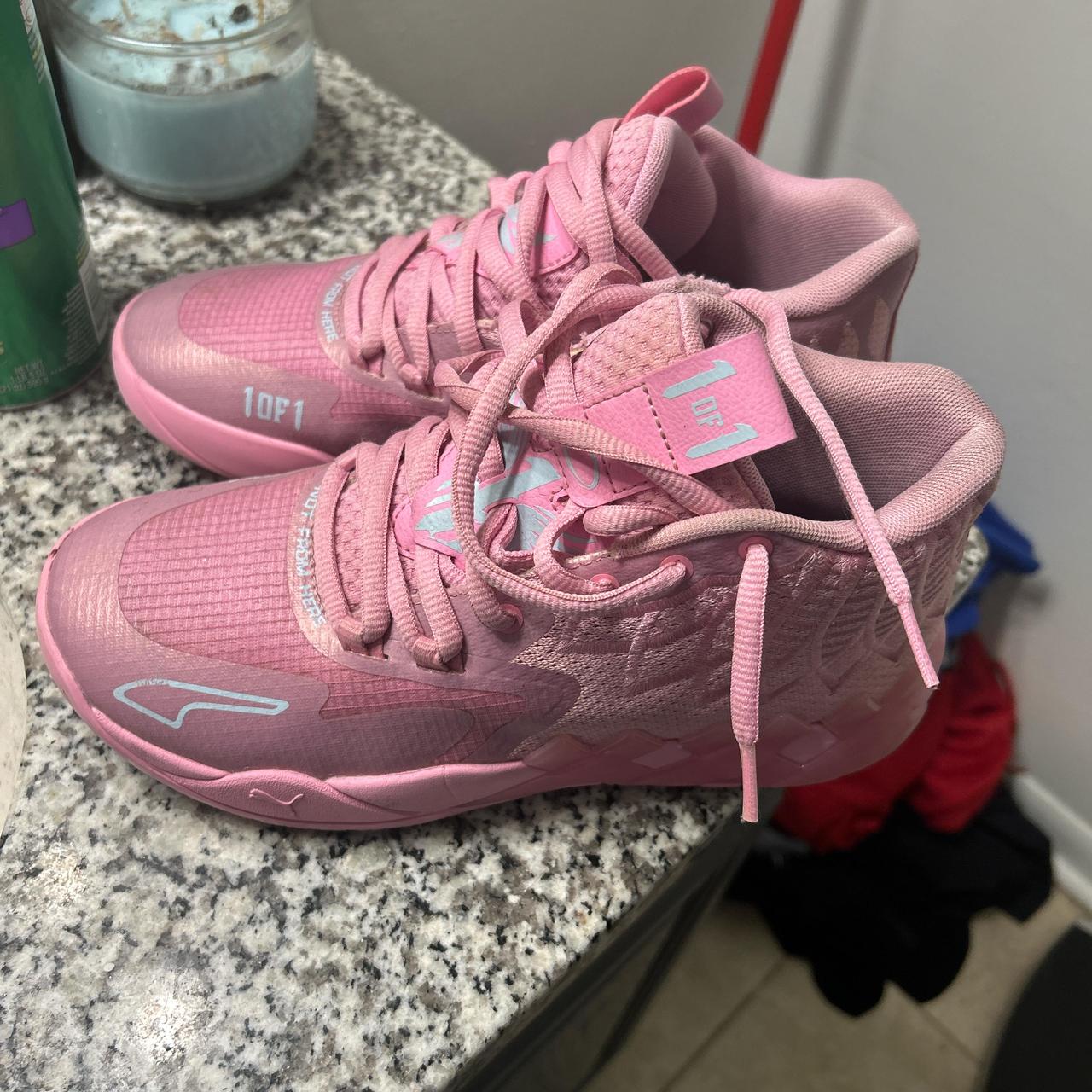 Pink and blue basketball shoes #basketballshoes | Depop