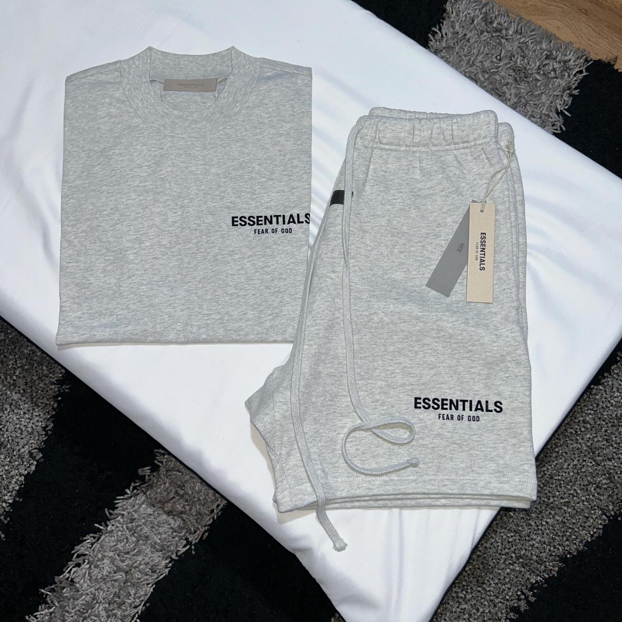 Essentials T-Shirt and Short’s Set - Light Oatmeal ... - Depop