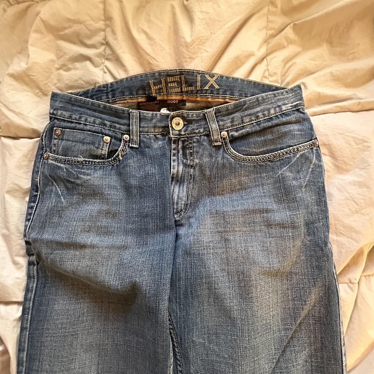 Vintage baggy helix jeans with nice embroidery. Send... - Depop