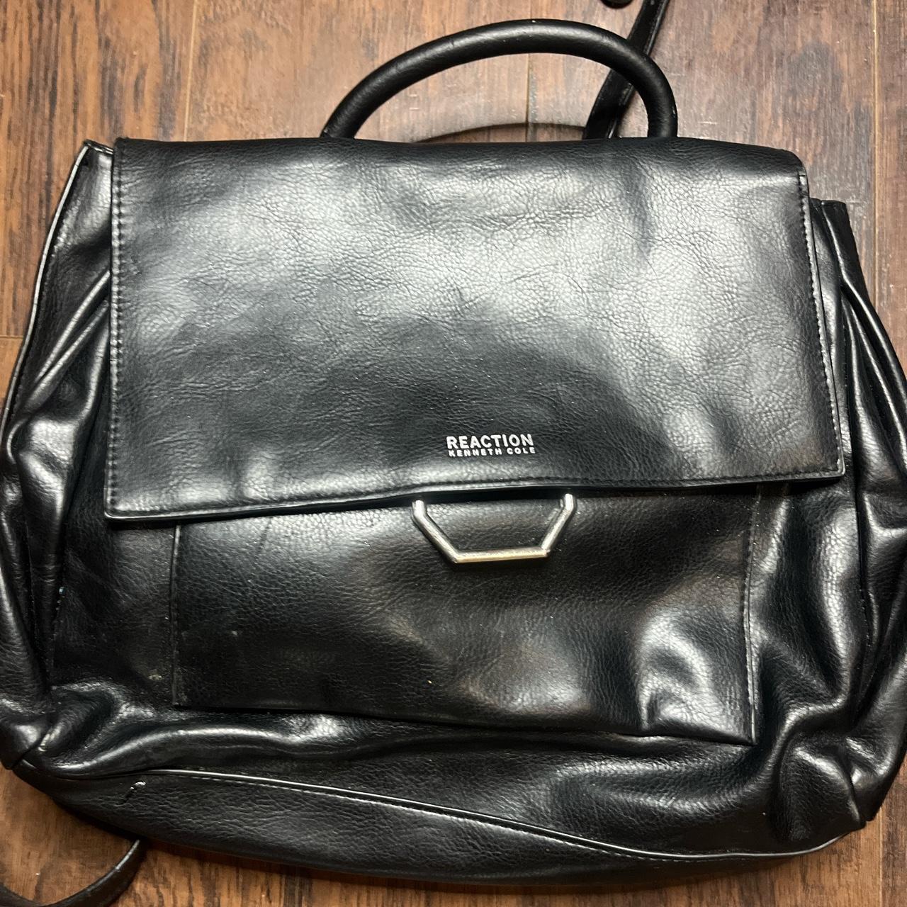 Black leather Kenneth cole backpack great for... - Depop
