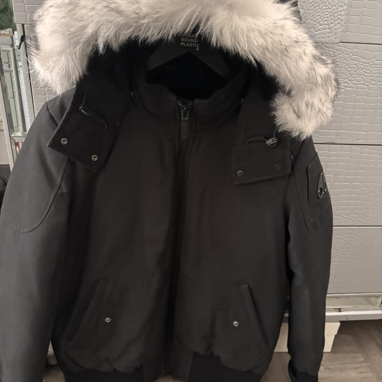 Moose knuckle jacket with detachable fur hood... - Depop