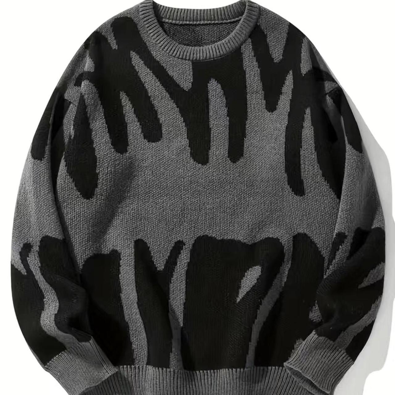 Y2K Graphic Pattern Pullover Sweater 😍, Crew Neck... - Depop