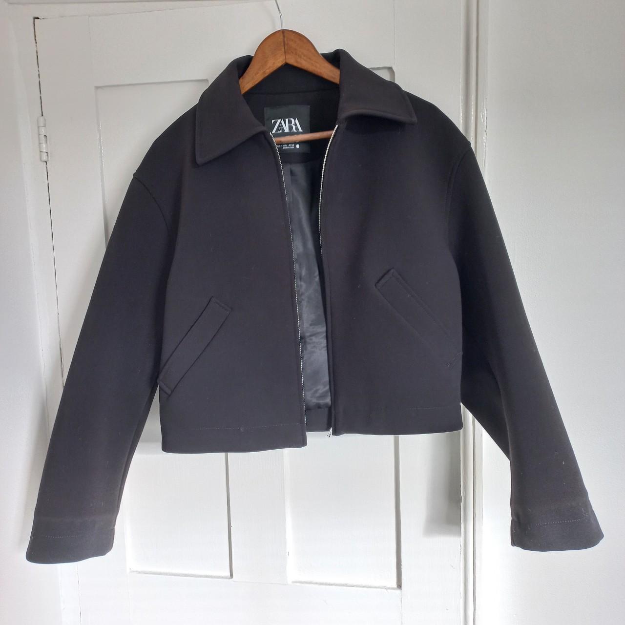 ZARA BLACK CROPPED JACKET THICK MATERIAL, STRUCTURED... - Depop